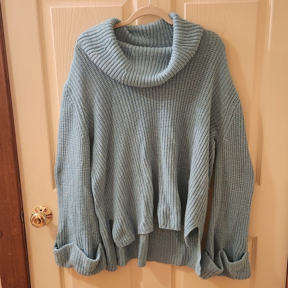 Lane Bryant | Sweaters | Lane Bryant Robin Egg Blue Cowl Neck Oversized ...
